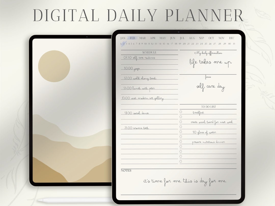 Daily Planner, Portrait Digital Planner, iPad 365 Day Planner ...