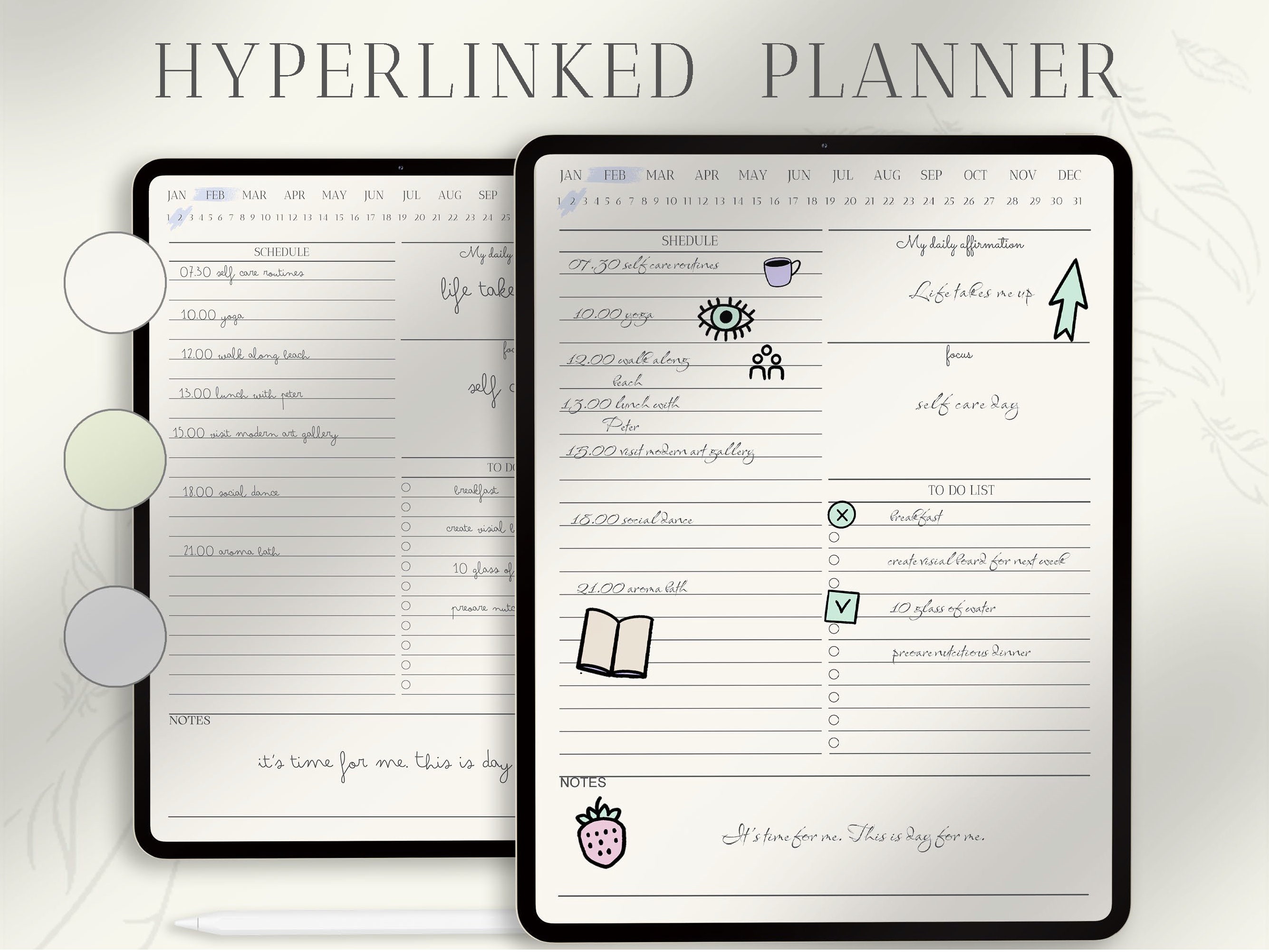 3 Hyperlinked Digital Planner With Stickers, Goodnotes Planner, iPad ...