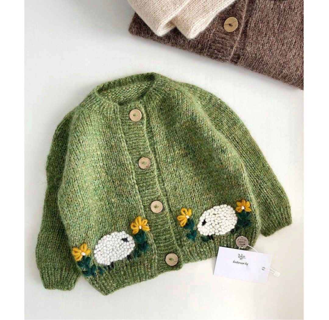 Sheep Sweater Lamb Baby Cardigan Crochet Cardigan for Baby Fox Print ...