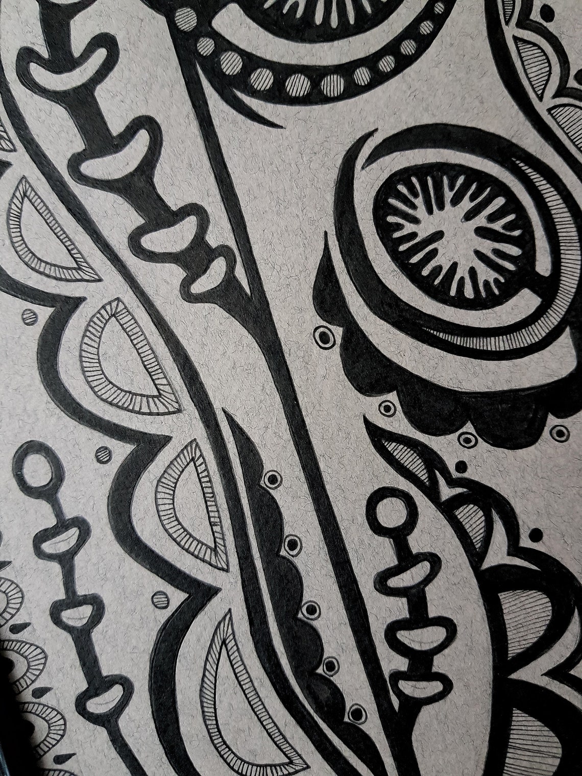 Folklore Drawing Botanical Monochrome Original Folkart in A4 Size ...