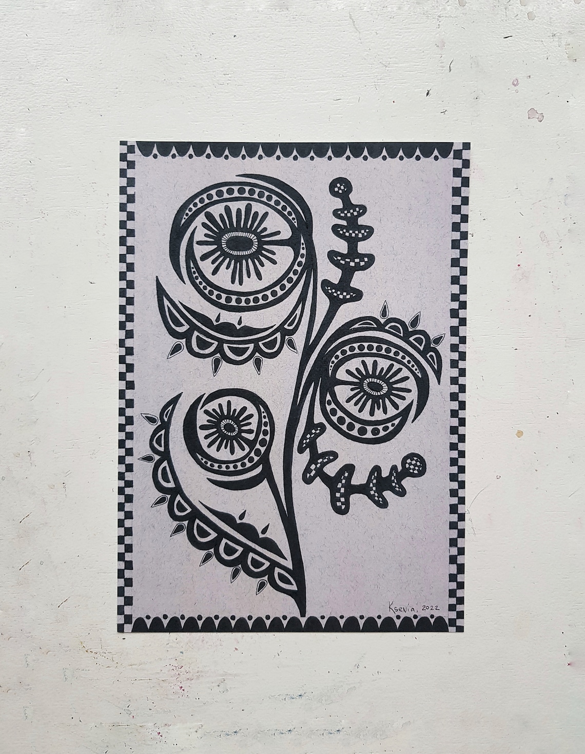 Fine Art Print of Folklore Drawing Print of Original Folk Art in A4 ...