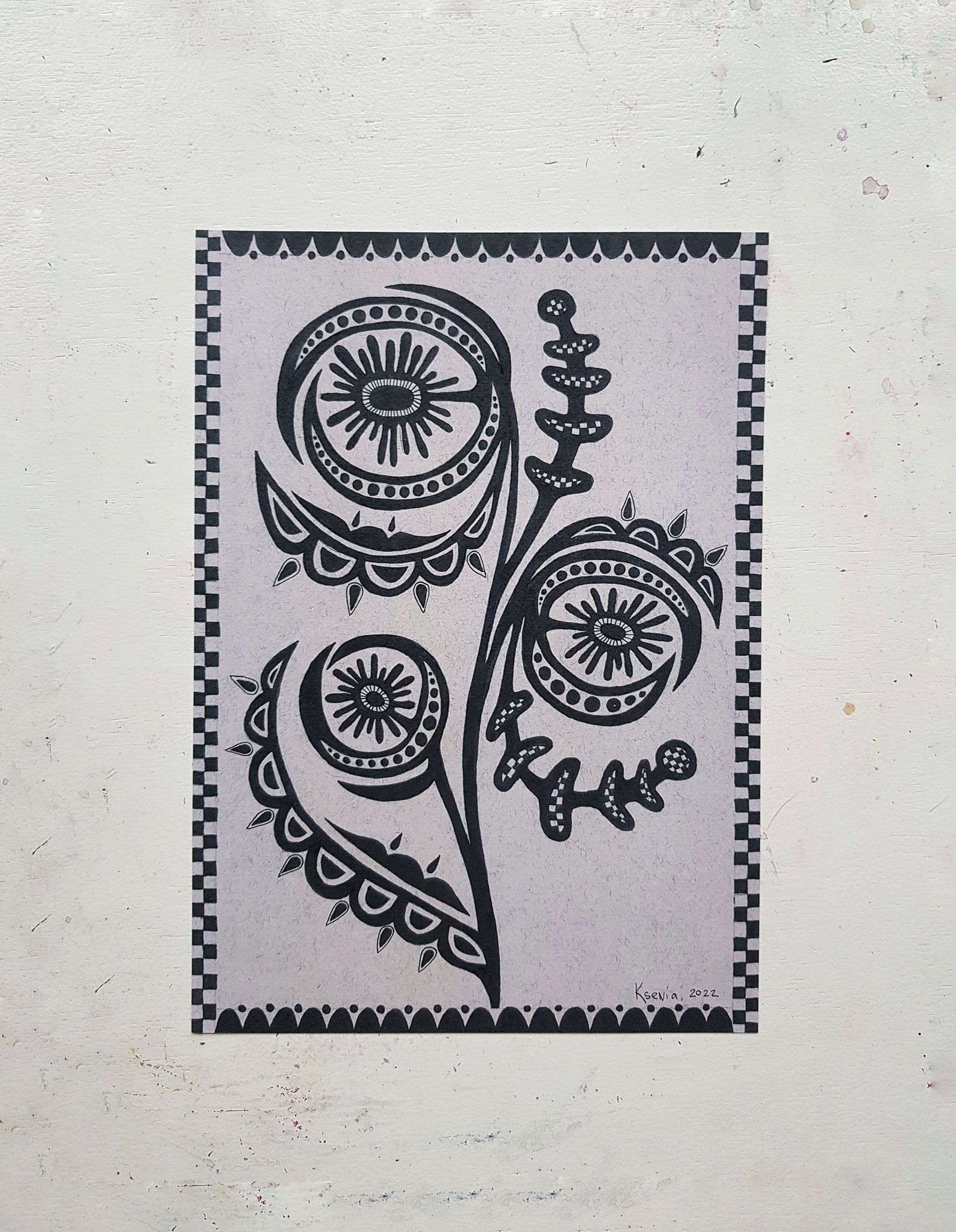 Fine Art Print of Folklore Drawing Print of Original Folk Art in A4 ...