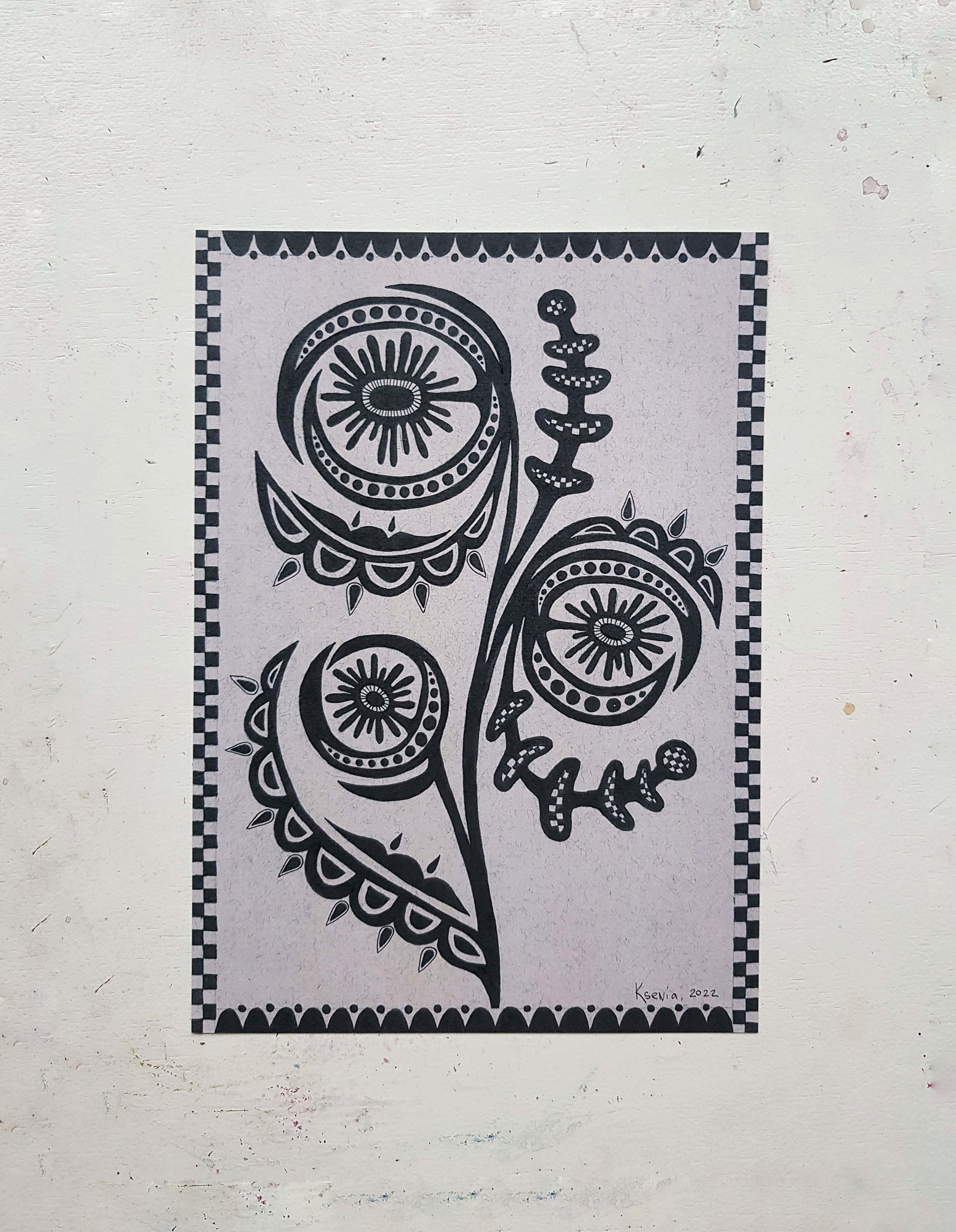 Fine Art Print of Folklore Drawing Print of Original Folk Art in A4 ...