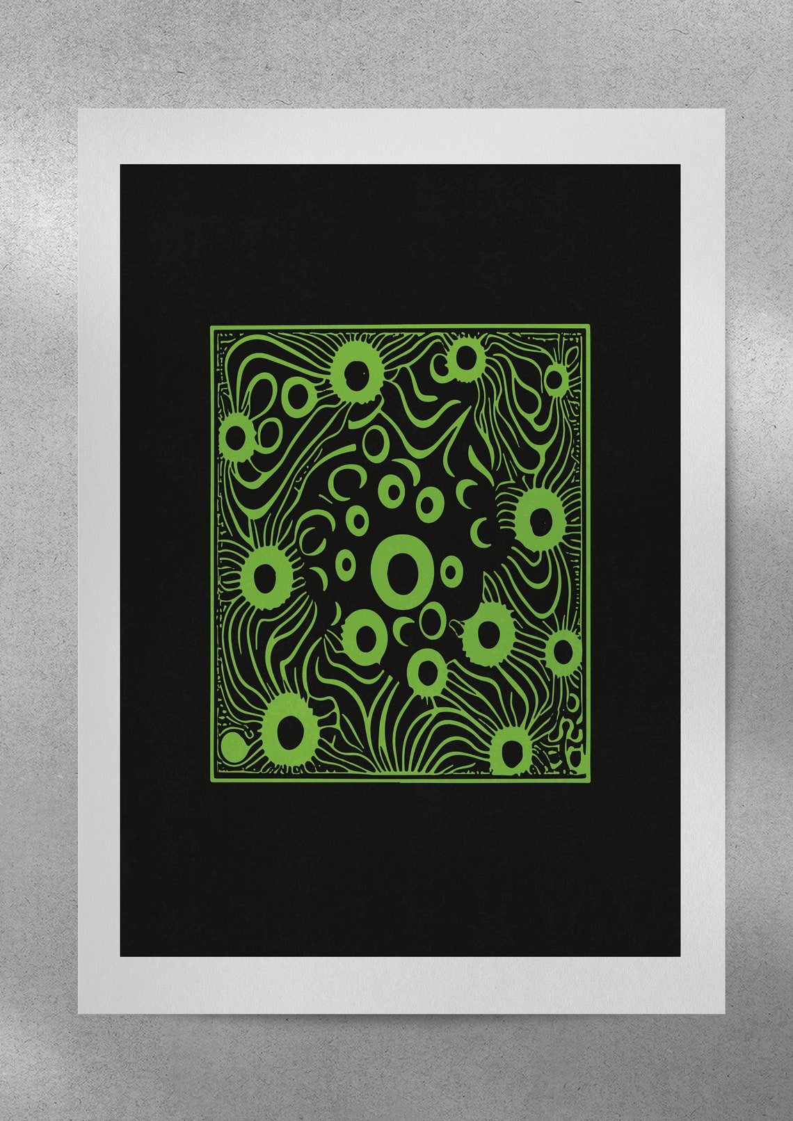 Bold Neon Green Wall Art Matrix Style Poster Techno Steampunk Plakat ...