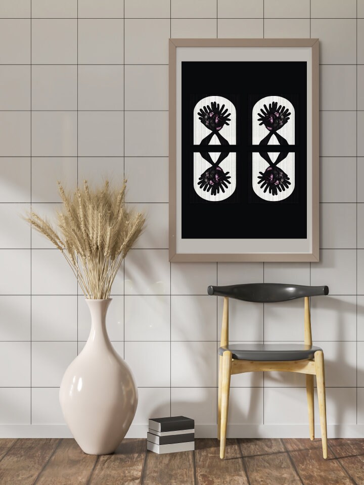 Surreal Dark Art Print Hands With Flowers Tactile Flower Gothic Decor ...