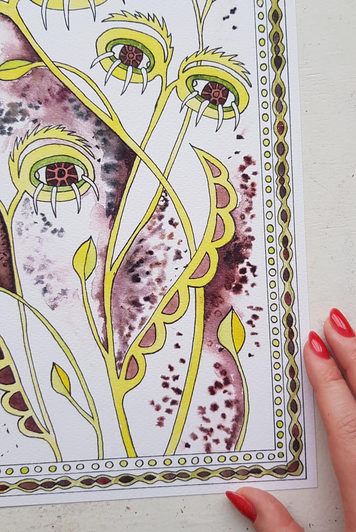 Funky Floral Eyes Bold Colourful Fine Art Print A4 Signed Yellow ...