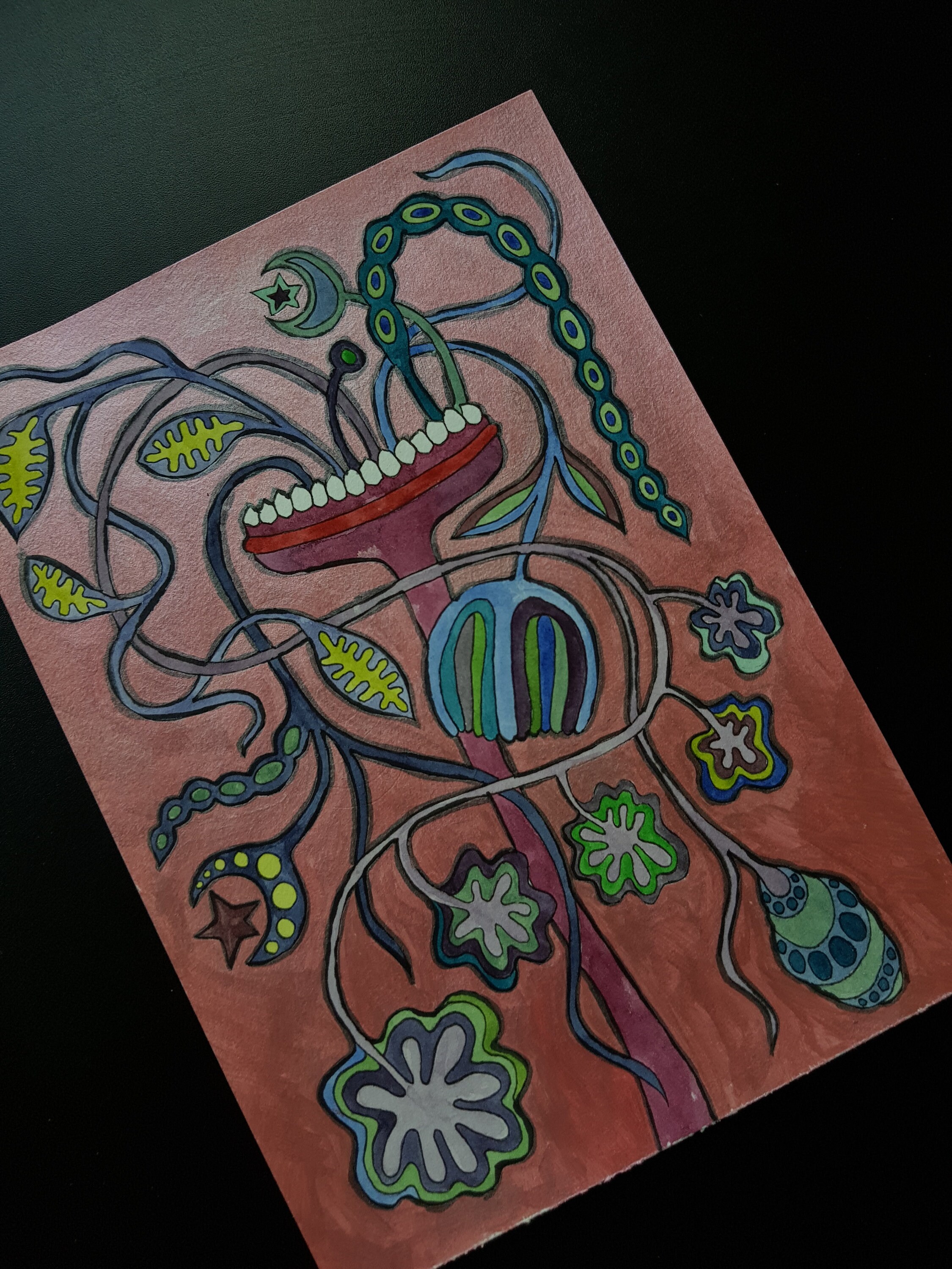 Botanical Fantasy Pink Chrome Art Original Mixed Media - Etsy