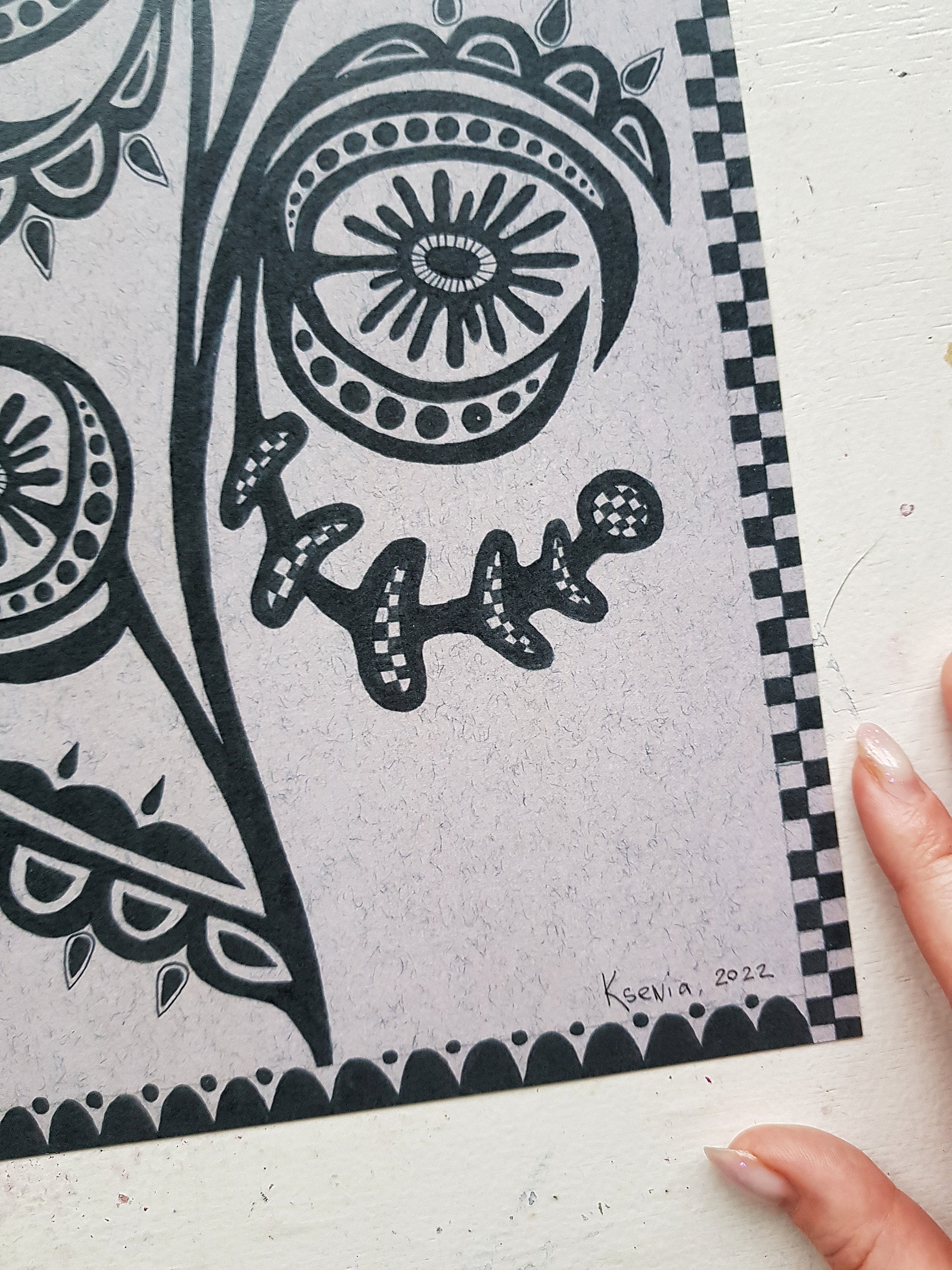 Fine Art Print of Folklore Drawing Print of Original Folk Art in A4 ...