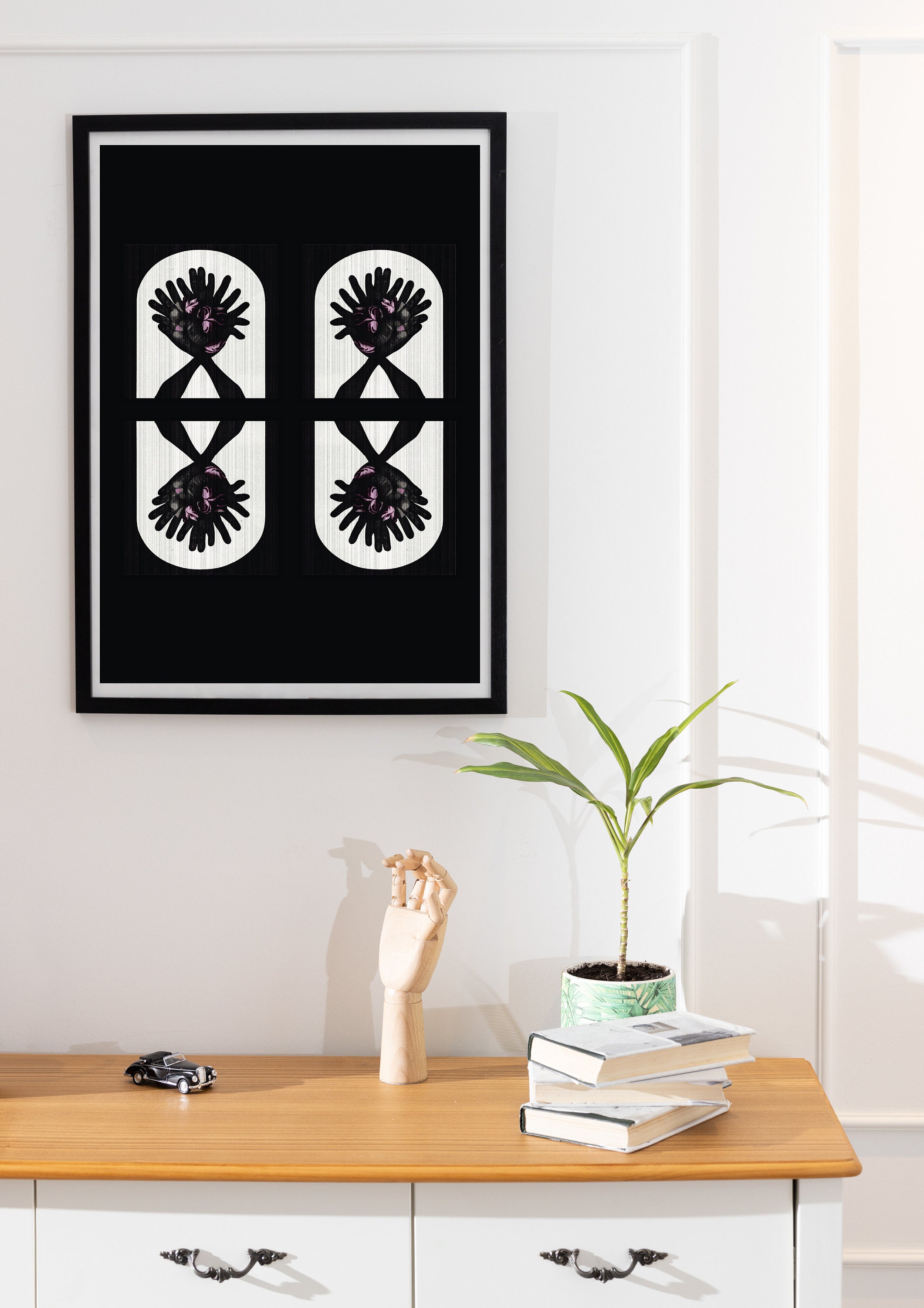 Surreal Dark Art Print Hands With Flowers Tactile Flower Gothic Decor ...