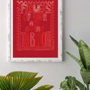 Red Typography Wall Poster Red Text Art Typography Digital Art Wall ...