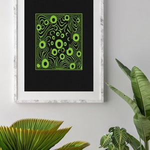Bold Neon Green Wall Art Matrix Style Poster Techno Steampunk Plakat ...