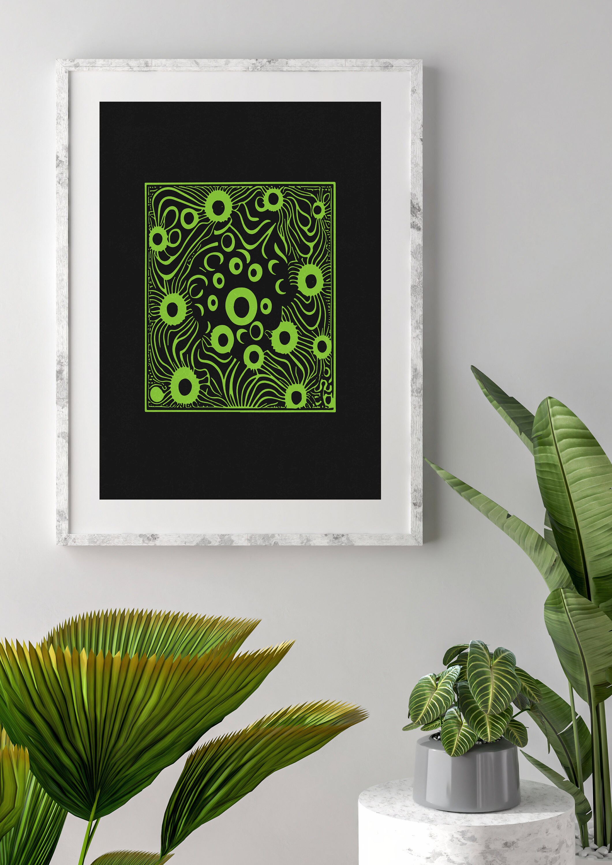 Bold Neon Green Wall Art Matrix Style Poster Techno Steampunk Plakat ...