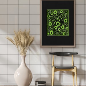 Bold Neon Green Wall Art Matrix Style Poster Techno Steampunk Plakat ...