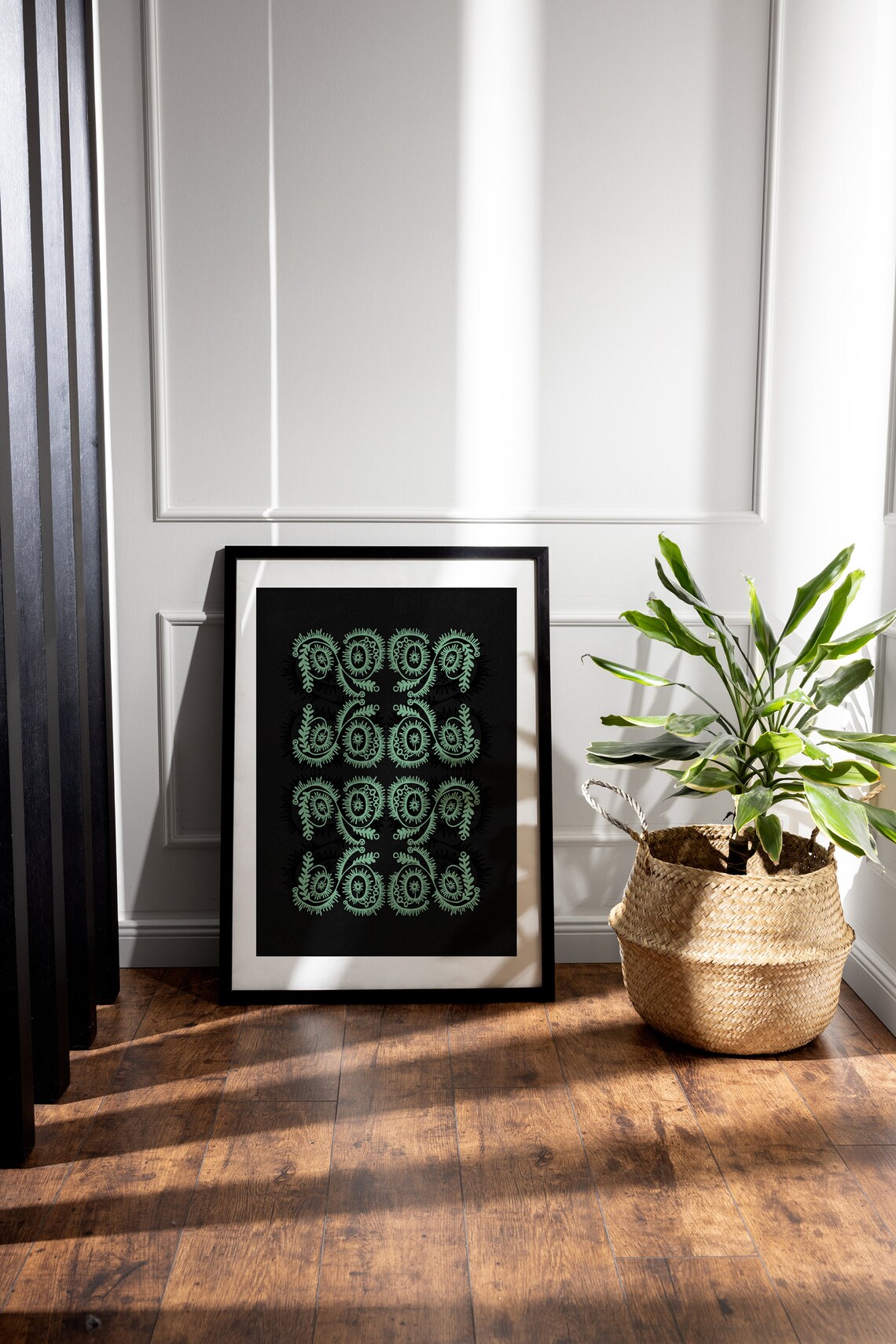 Dark Green Abstract Folk Wall Art Emerald Mint Forest Green Poster ...