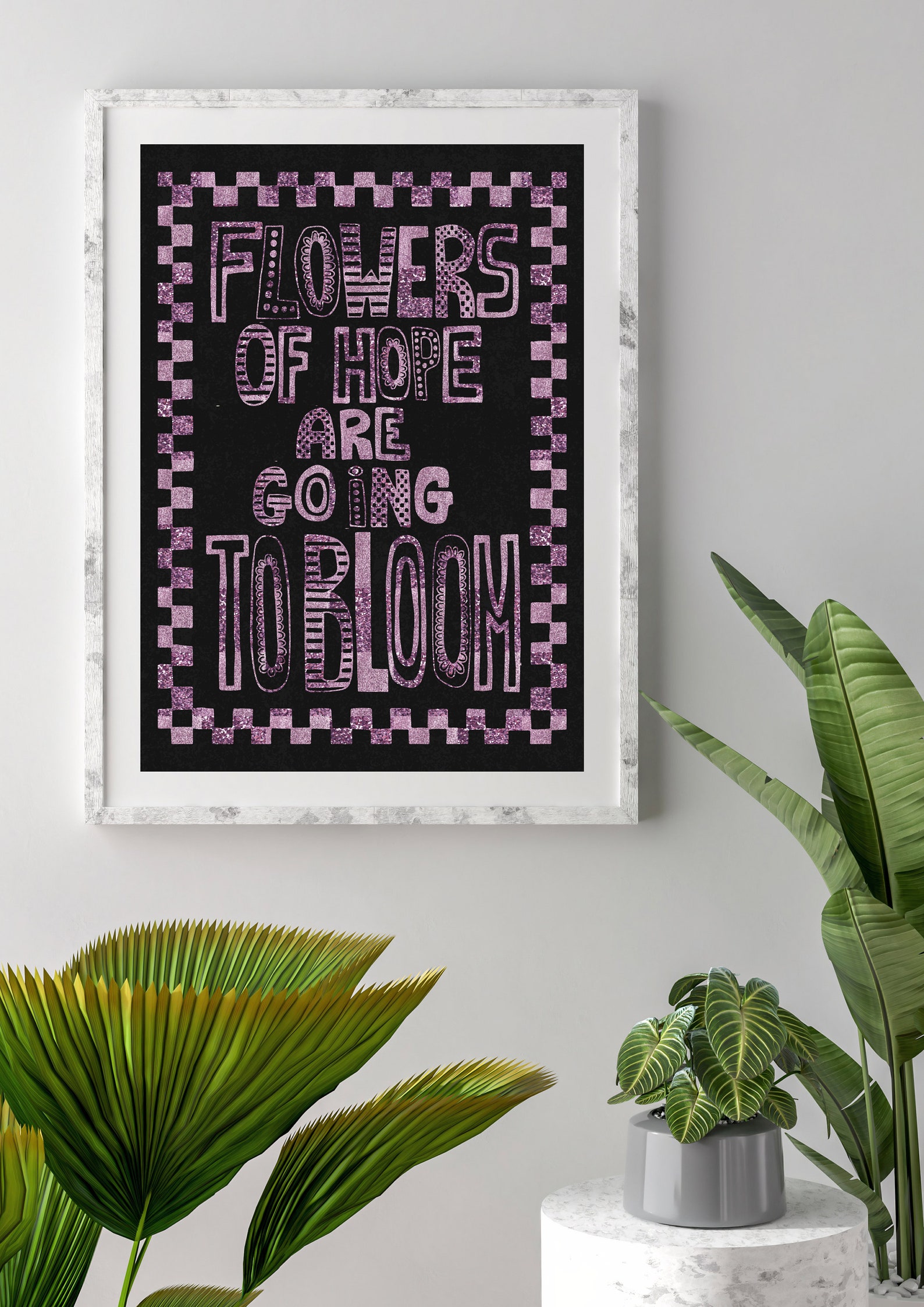 Black & Pink Glitter Typography Poster Maximalist Moody Barbiecore ...