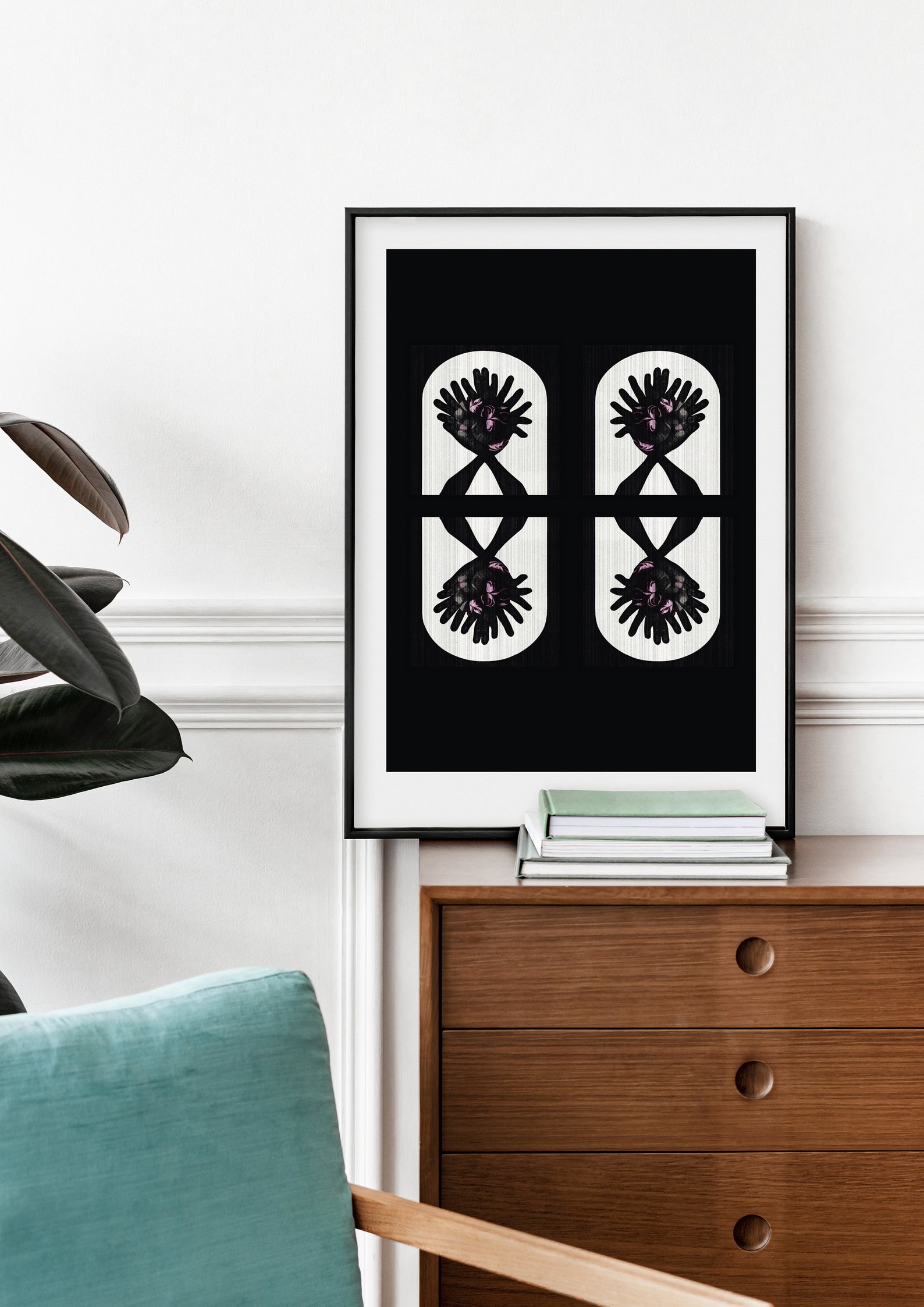 Surreal Dark Art Print Hands With Flowers Tactile Flower Gothic Decor ...