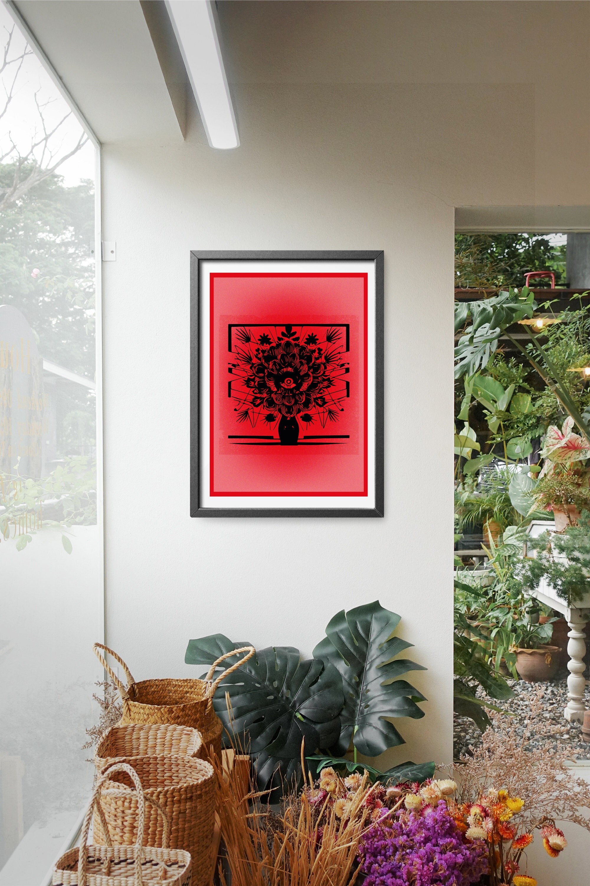 Surreal Wall Art Red Moody Art Print Weird Art Download - Etsy