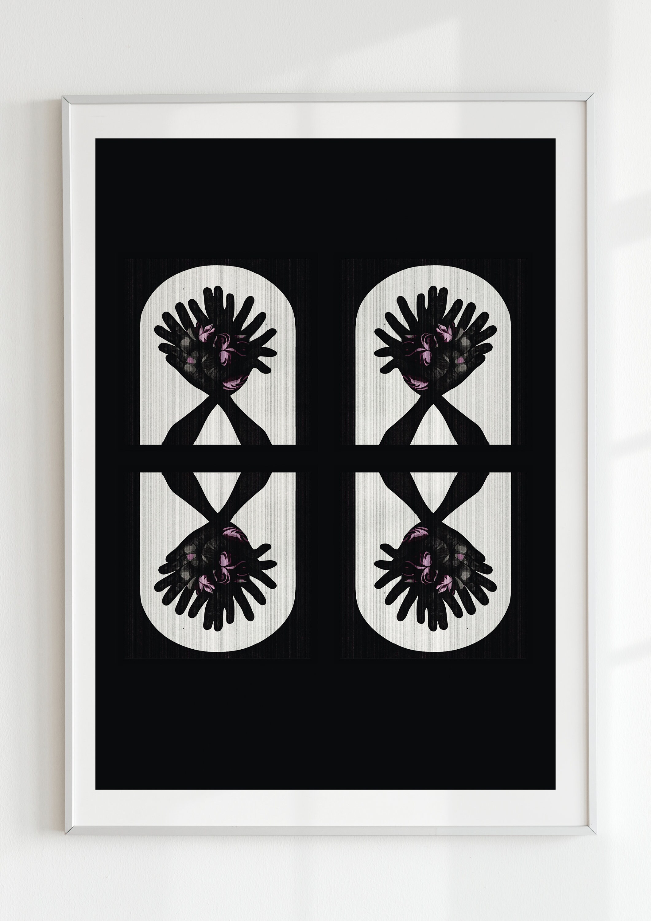 Surreal Dark Art Print Hands With Flowers Tactile Flower Gothic Decor ...