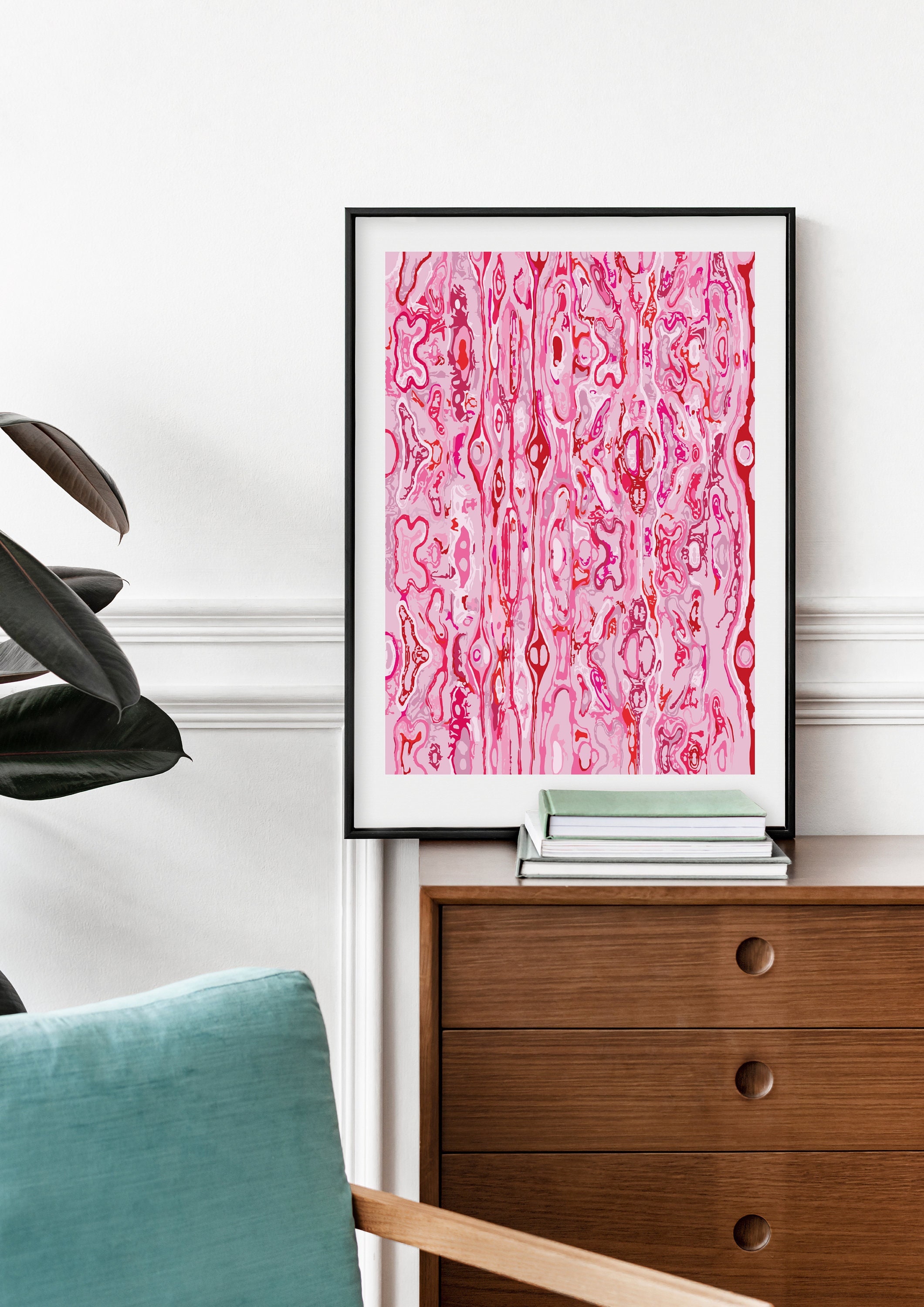 Pink and Red Wall Art Poster Abstract Maximalist Decor Art Print ...