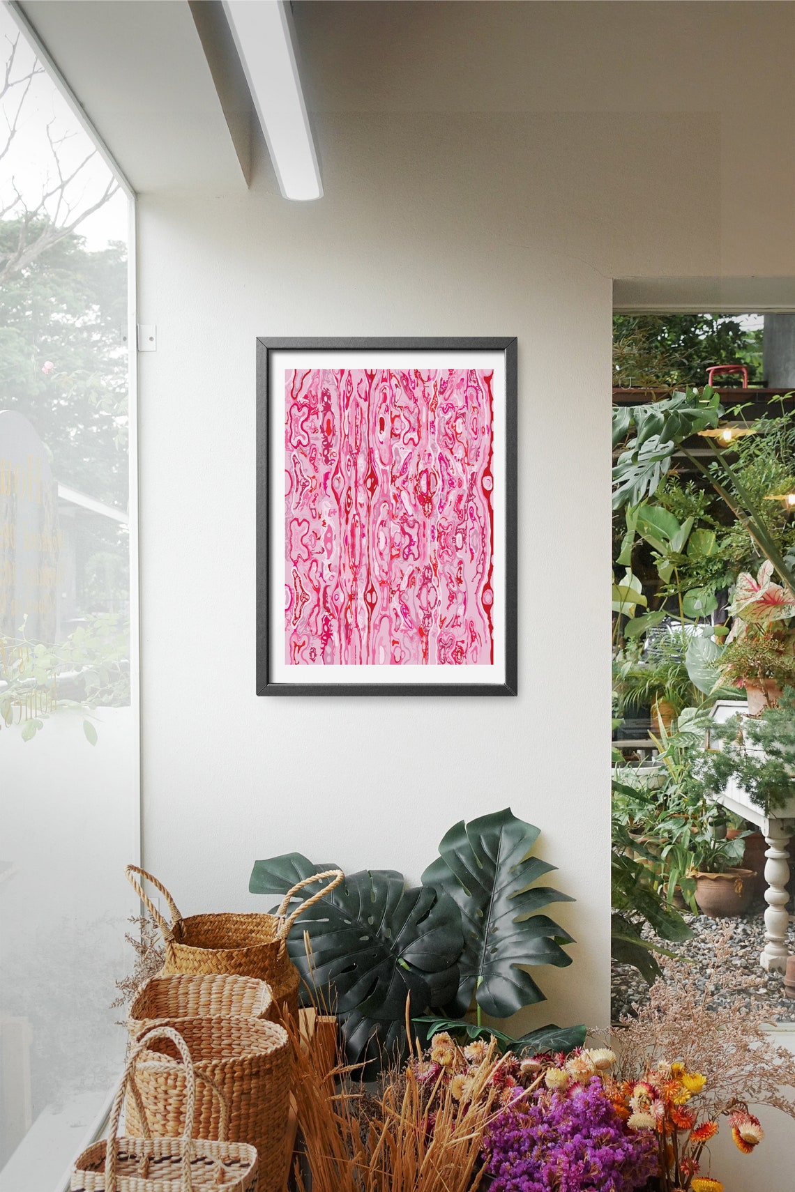 Pink and Red Wall Art Poster Abstract Maximalist Decor Art - Etsy