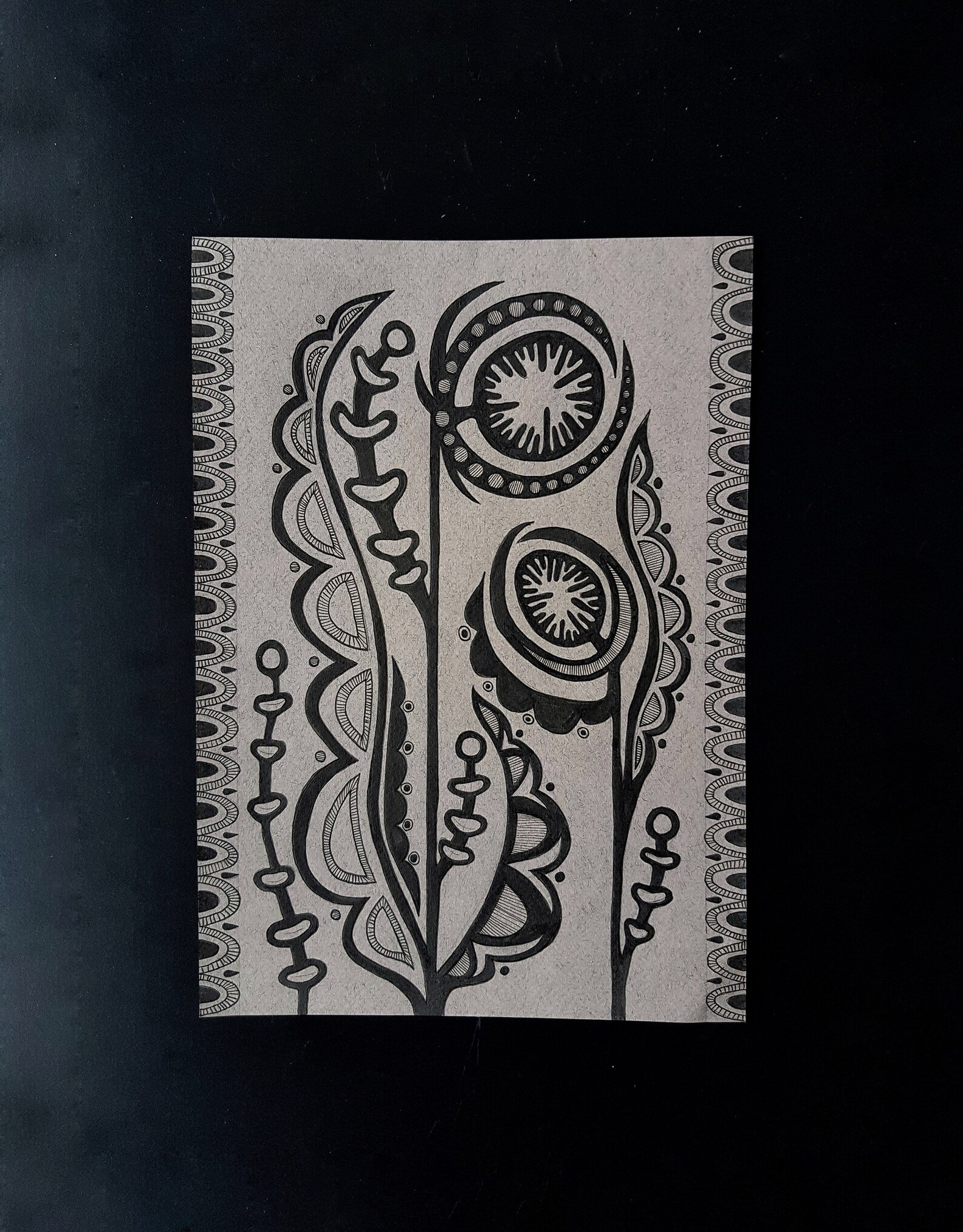 Folklore Drawing Botanical Monochrome Original Folkart in A4 Size ...