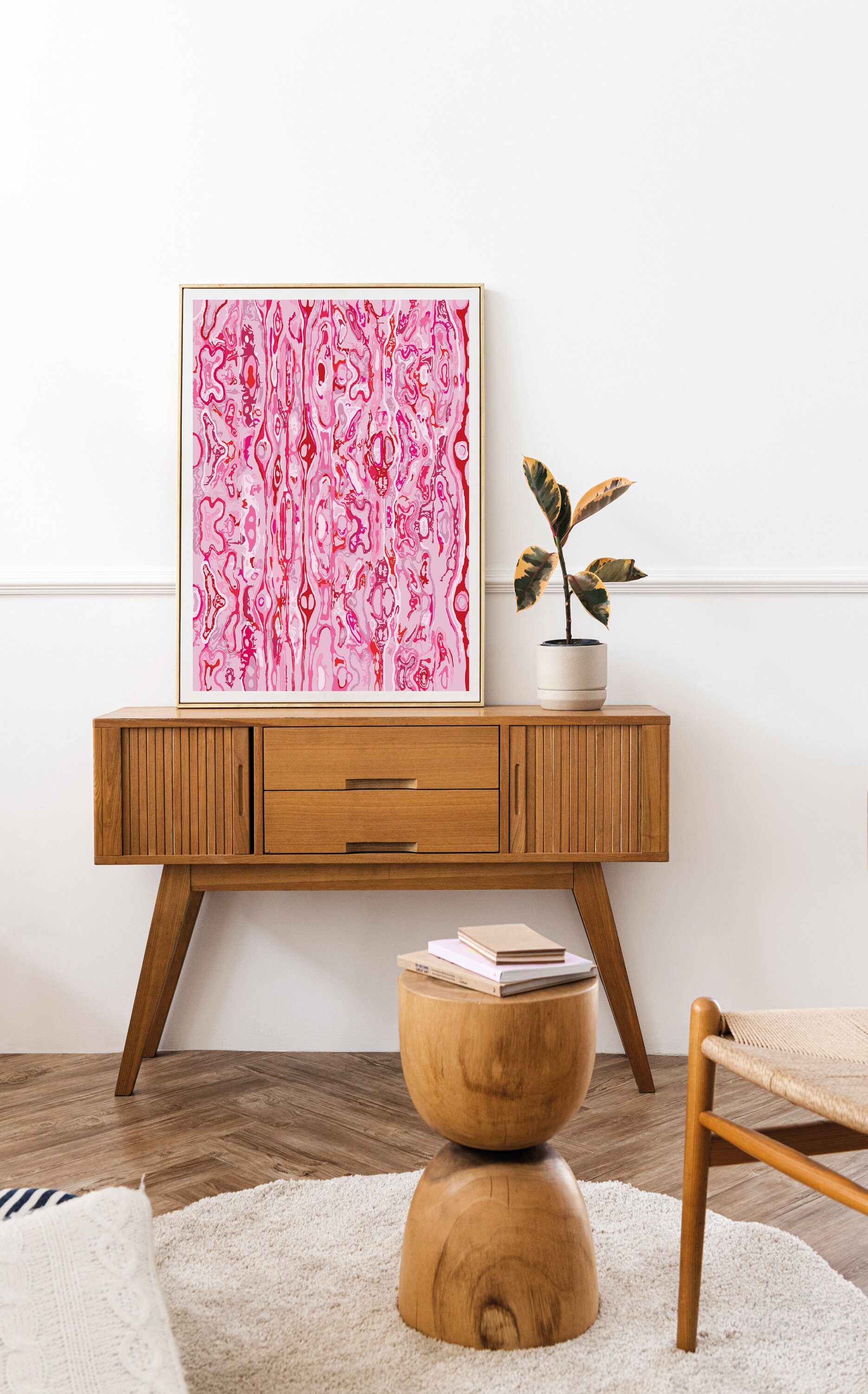Pink and Red Wall Art Poster Abstract Maximalist Decor Art - Etsy