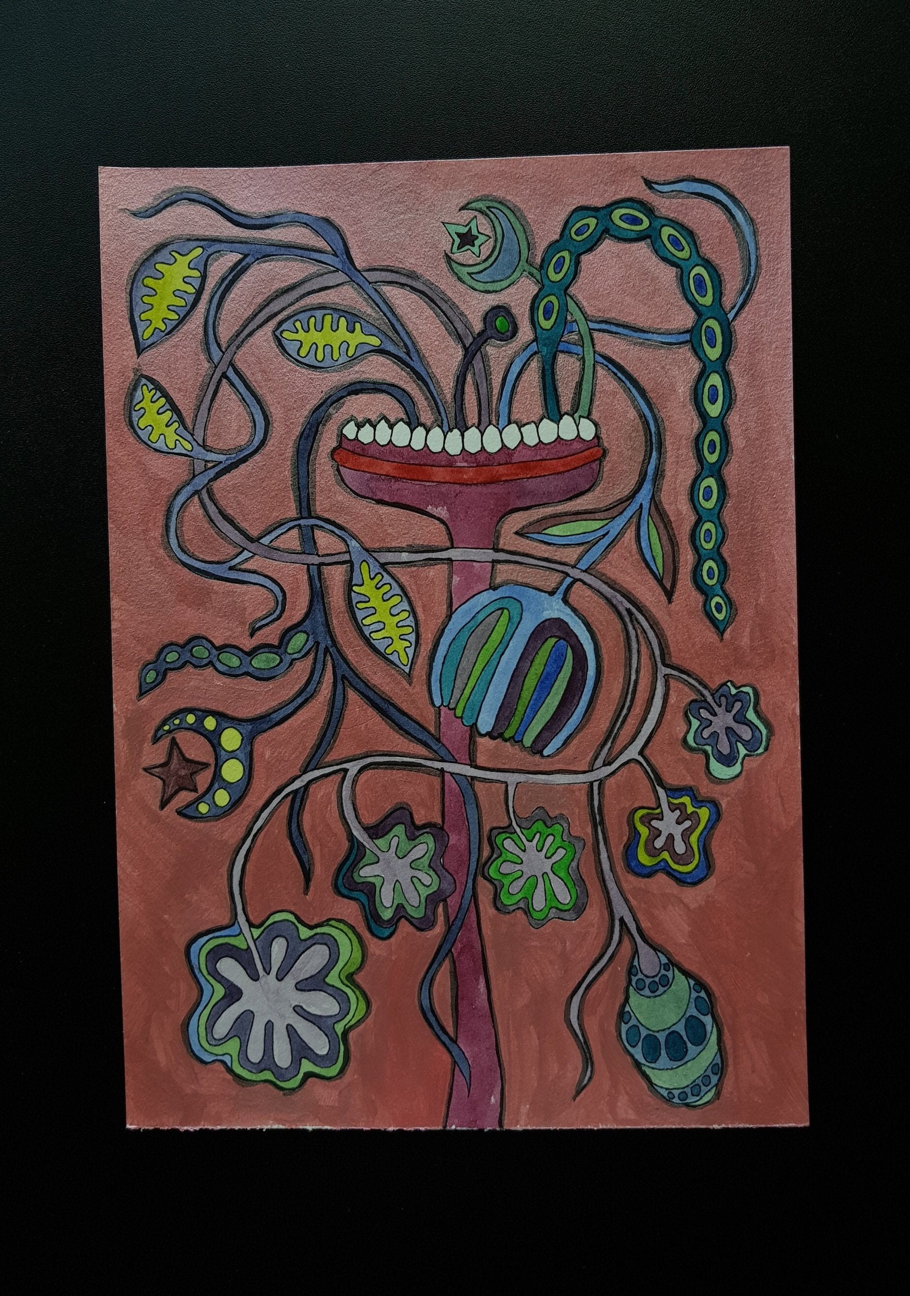 Botanical Fantasy Pink Chrome Art Original Mixed Media - Etsy