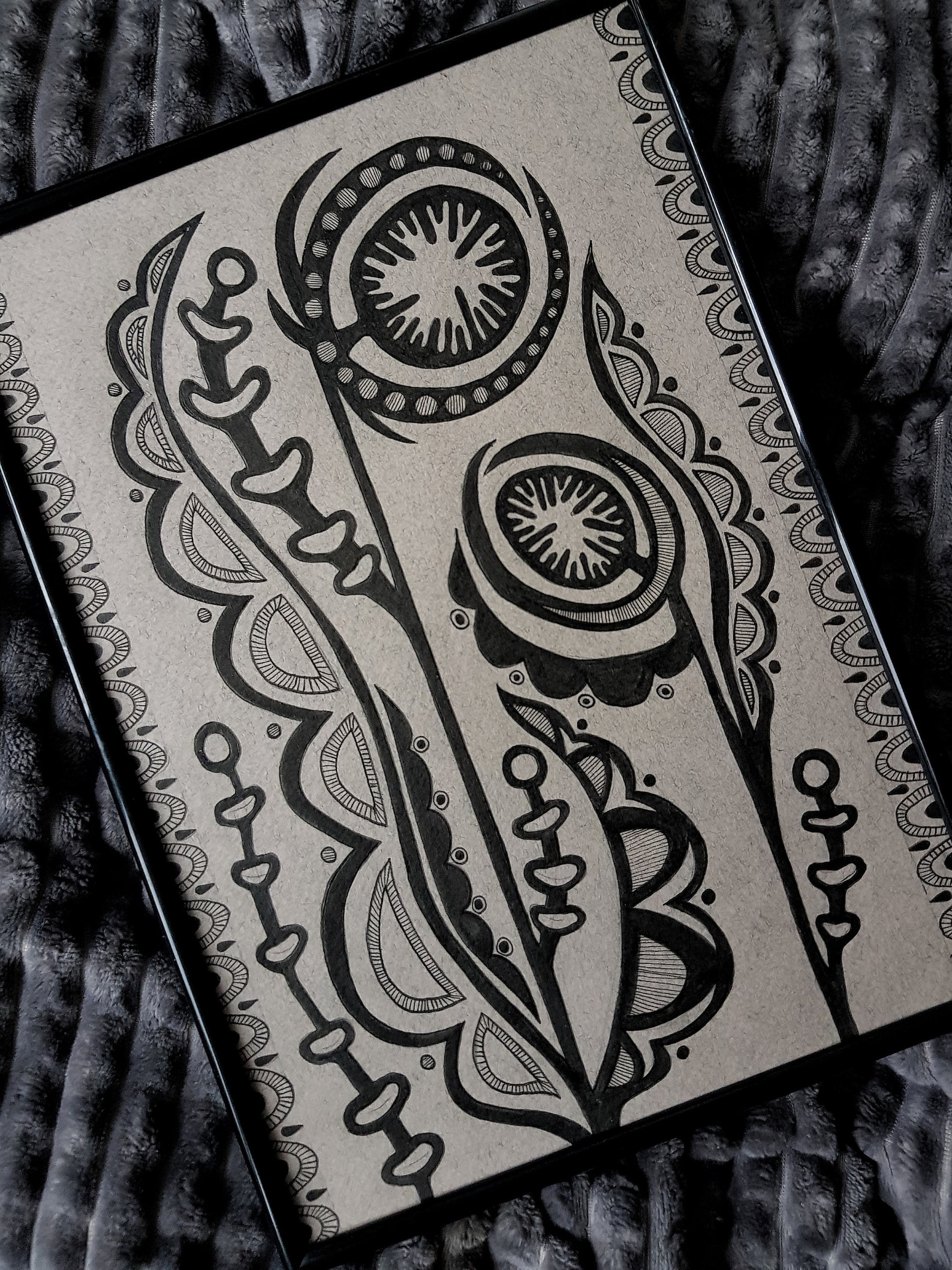 Folklore Drawing Botanical Monochrome Original Folkart in A4 Size ...