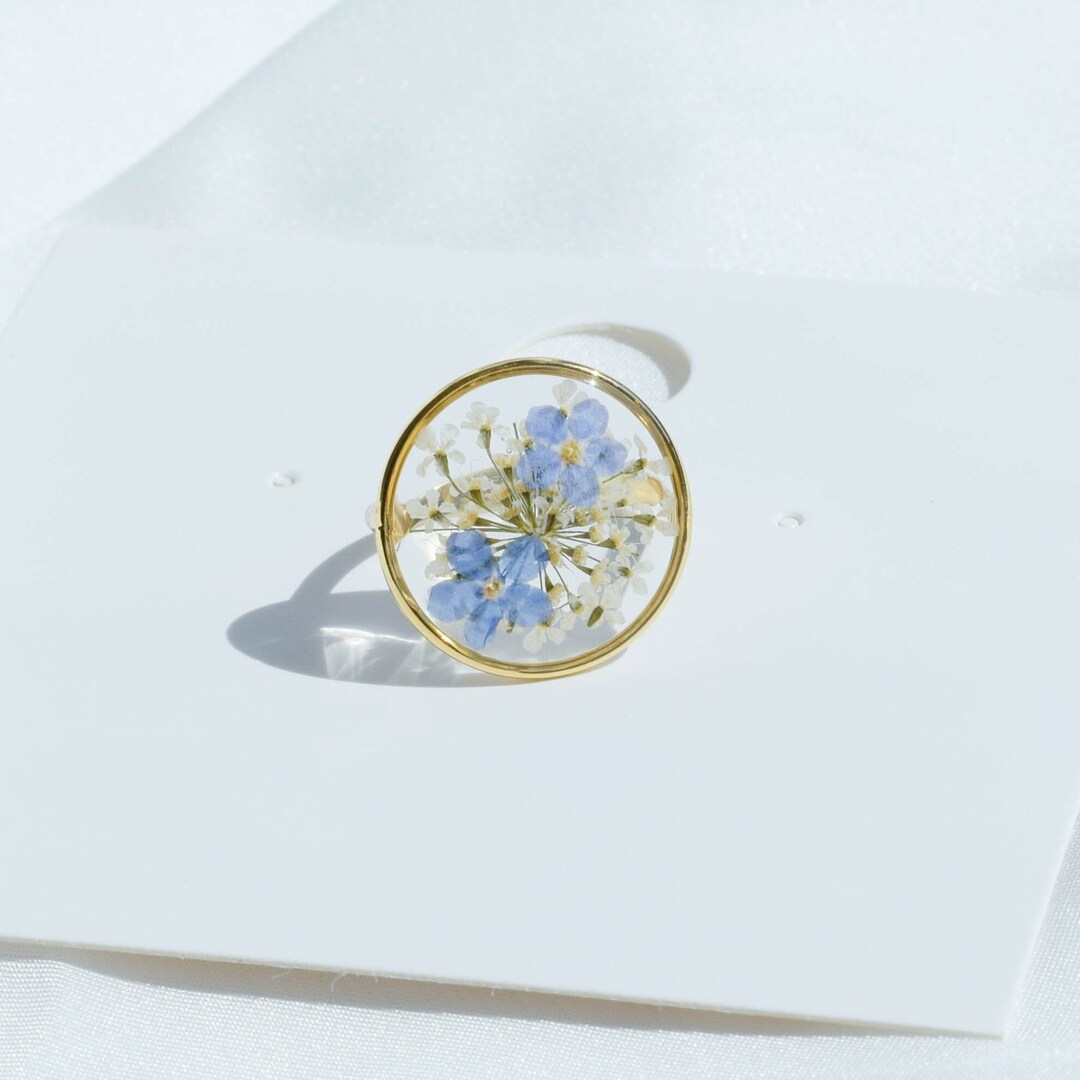Forget Me Not Real Flower Ring, Pressed Flower Ring, Dried Flower Ring ...