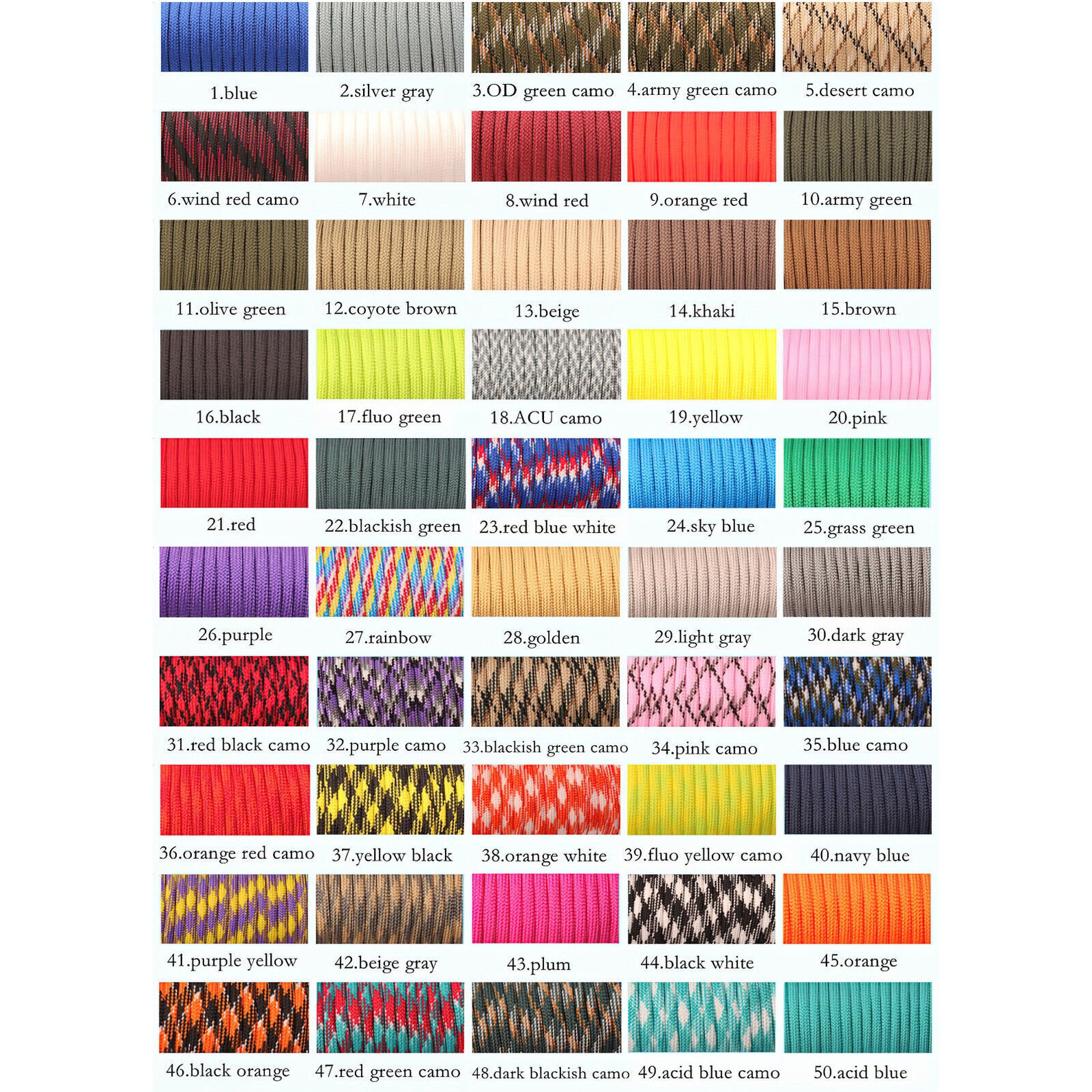 10m (32 Feet) Paracord 550 Cord Type III 7 Strand 200 Vibrant Colours ...