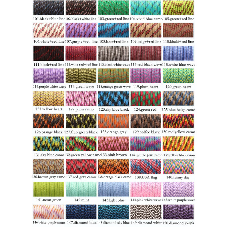 10m (32 Feet) Paracord 550 Cord Type III 7 Strand 200 Vibrant Colours ...