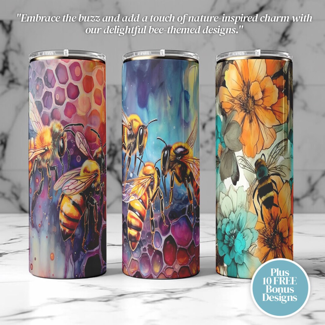 3 X Bee Tumbler 20oz Skinny Tumbler Sublimation Design, Bee Tumbler ...