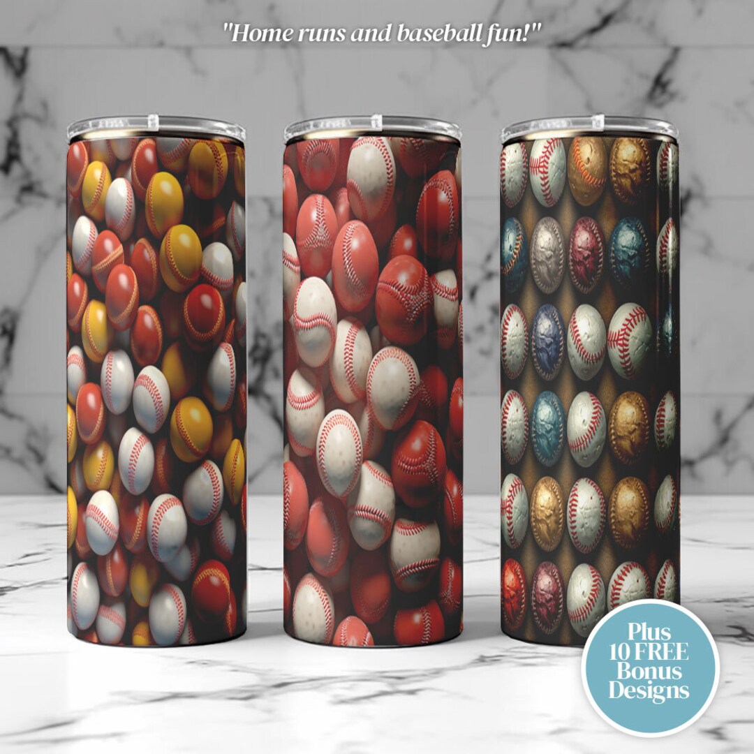 3 X Baseball Tumbler 20oz Skinny Tumbler Sublimation Design, Baseball ...