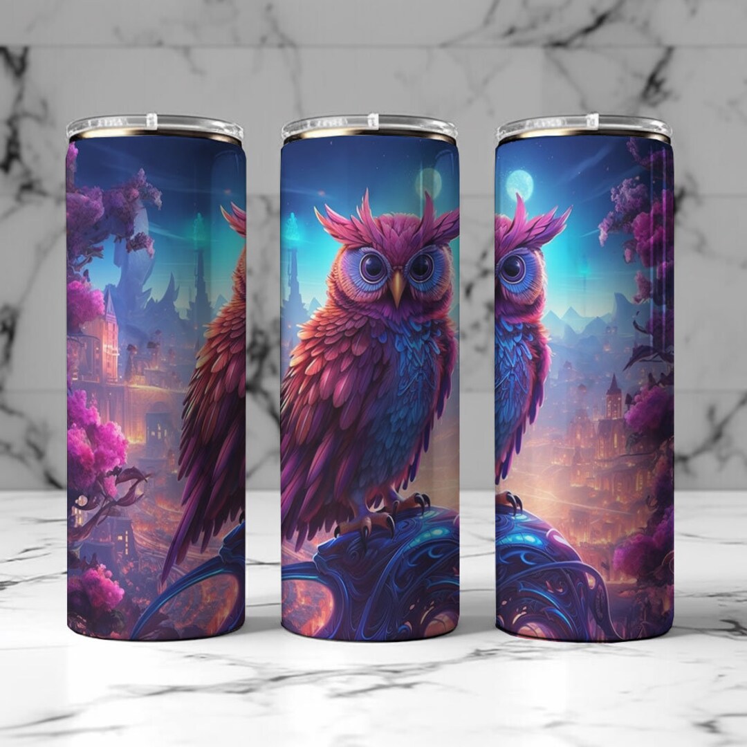 Owl Tumbler Wrap PNG, Owl Png, Owl Tumbler, Bird Tumbler Wrap, Stained ...
