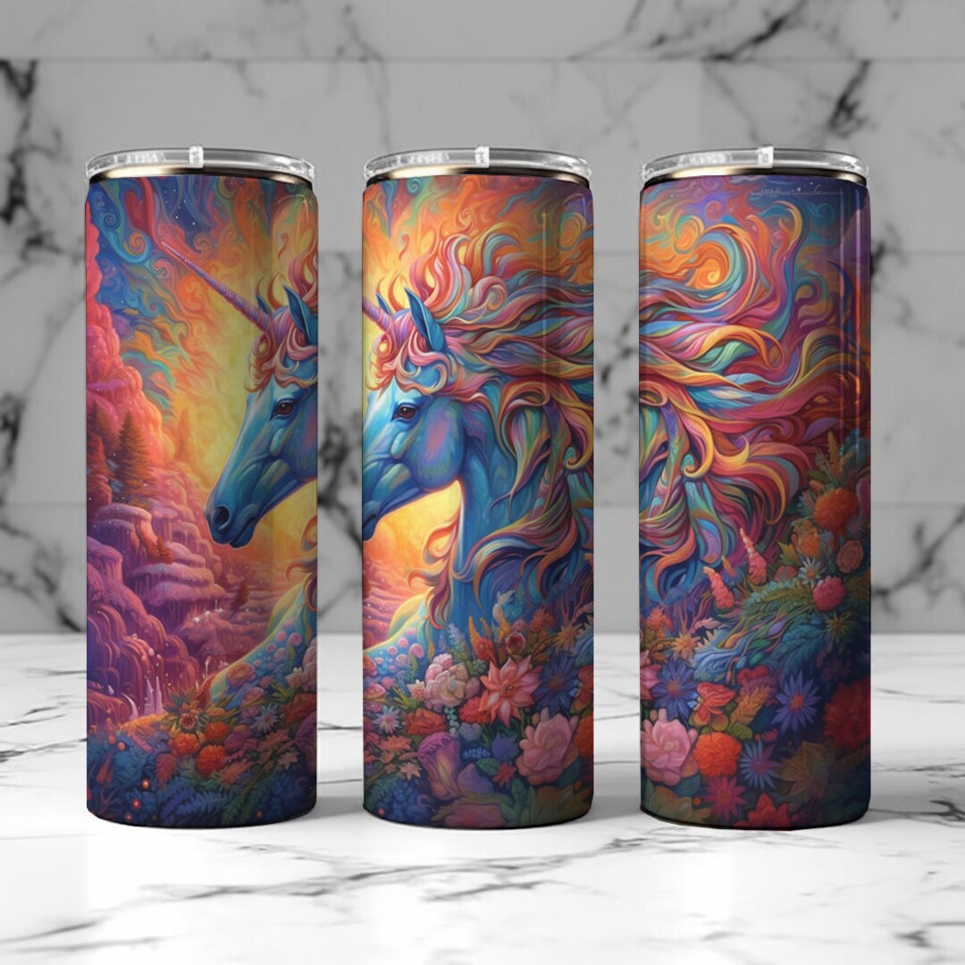 Trippy Unicorn Tumbler Wrap PNG, Unicorn Tumbler, Unicorn Sublimation ...