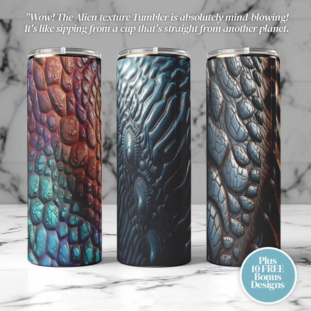 4 X Alien Organic Texture Tumbler Wrap 20oz Skinny Tumbler Sublimation ...