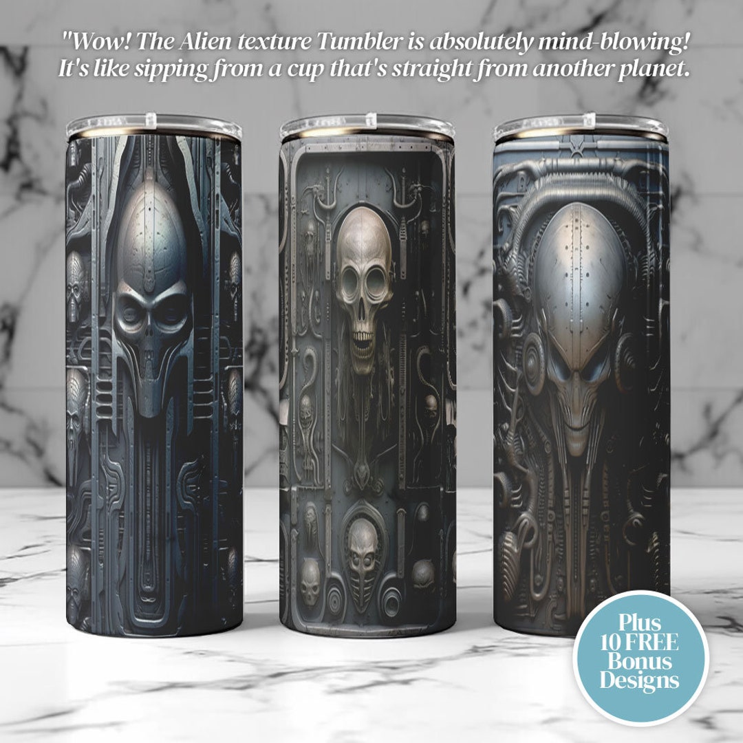 3 X Alien Metal Heads Tumbler Wrap 20oz Skinny Tumbler Sublimation ...