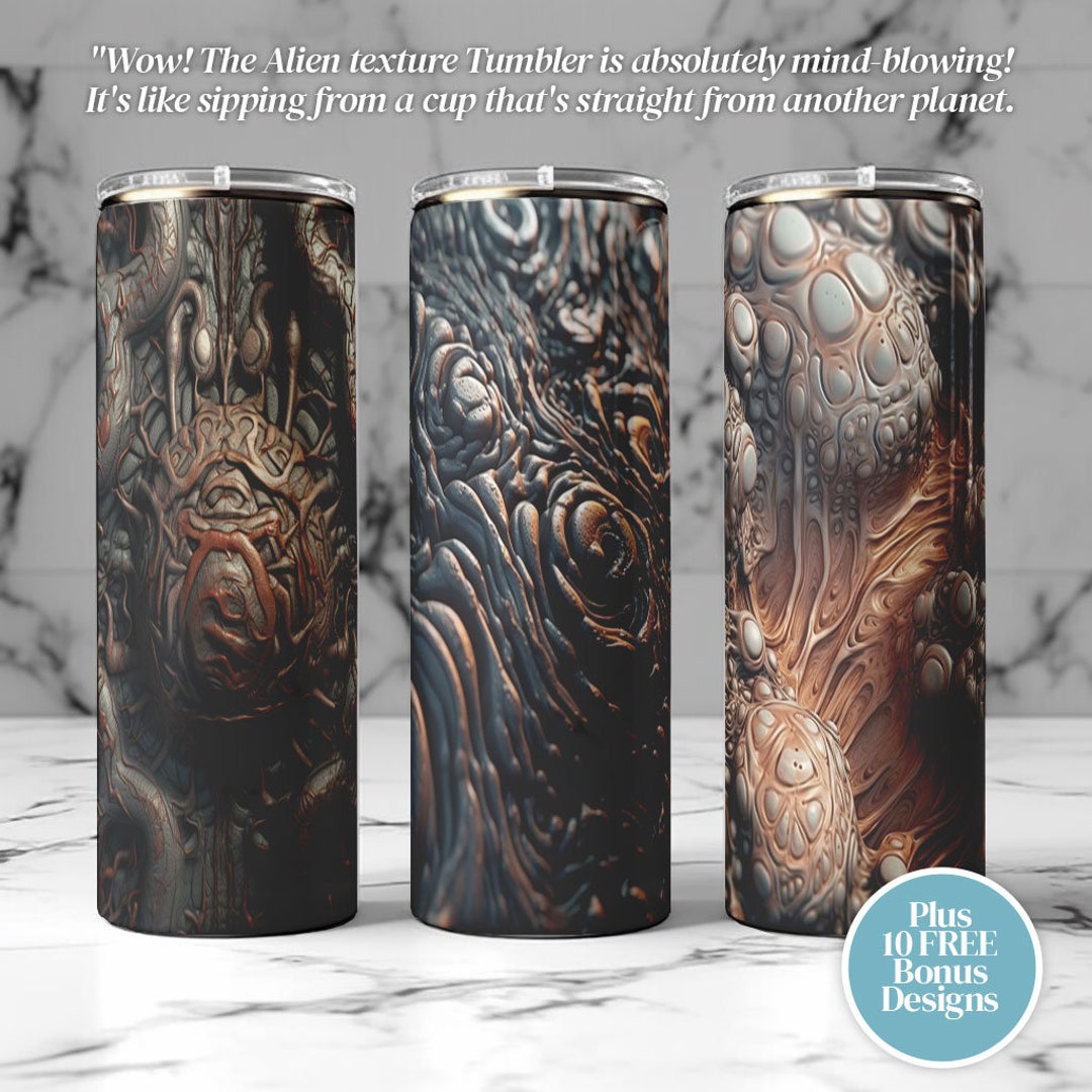 3 X Alien Organic Liquid Tumbler Wrap 20oz Skinny Tumbler Sublimation ...