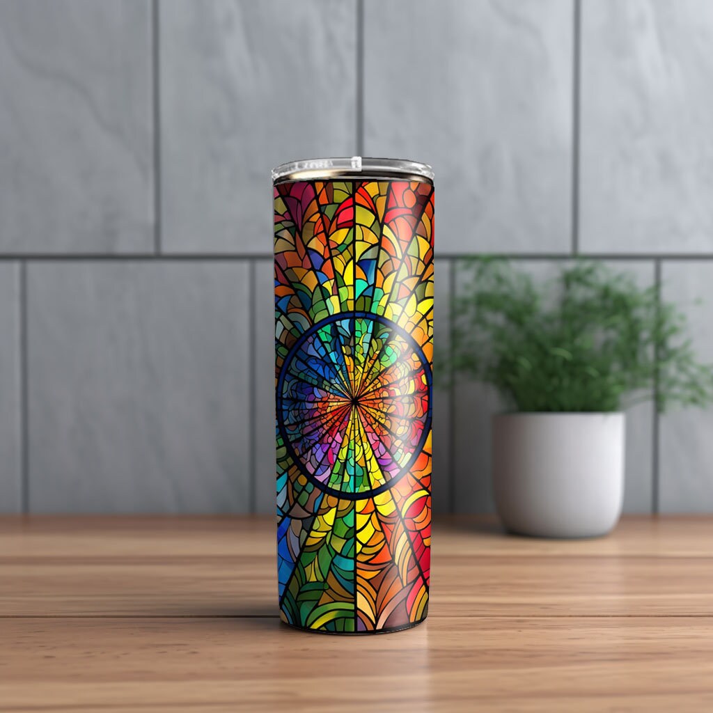 Stained Glass Tumbler Wrap PNG, Stained Glass Patterns, Stained Glass ...