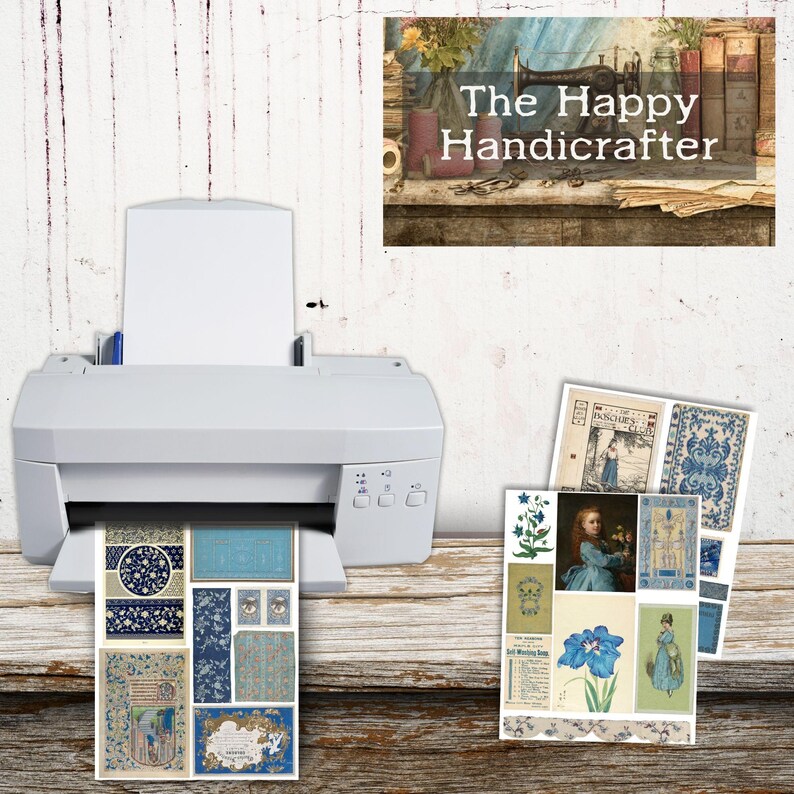 Ephemera Kit | Printable Vintage-themed Kit | in the Blue - Etsy