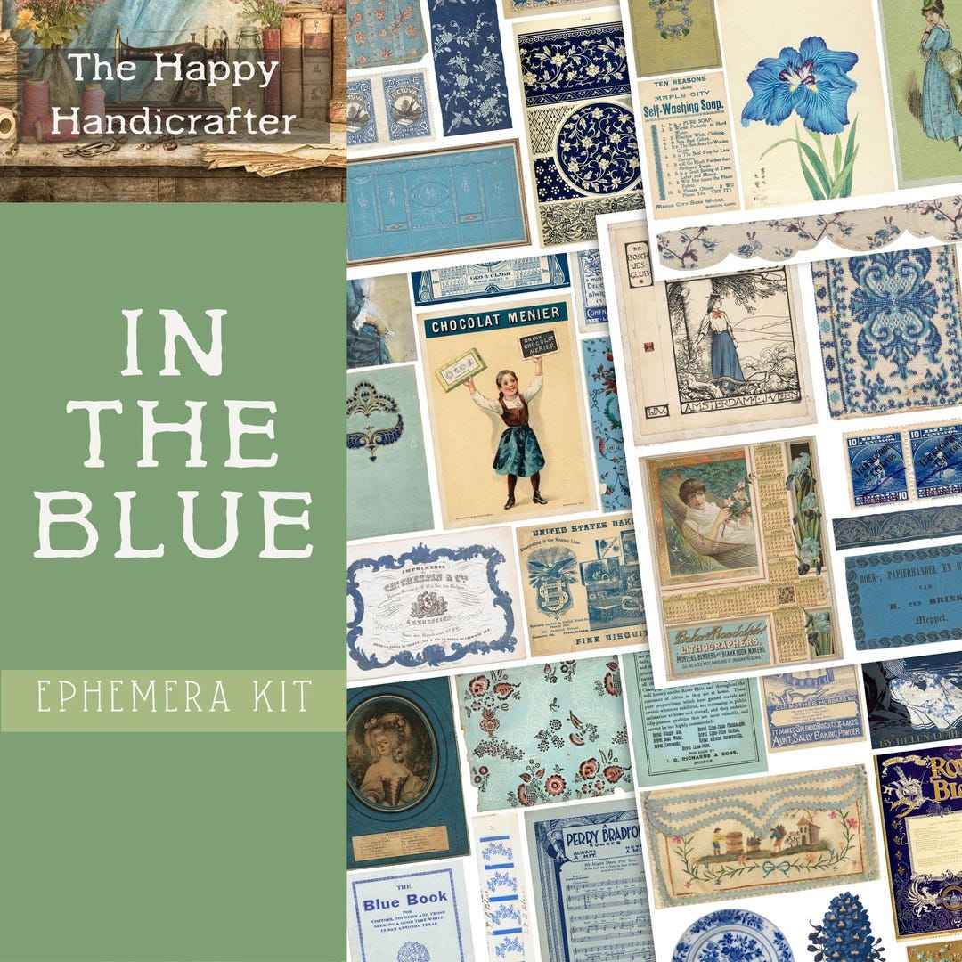 Ephemera Kit | Printable Vintage-themed Kit | in the Blue - Etsy