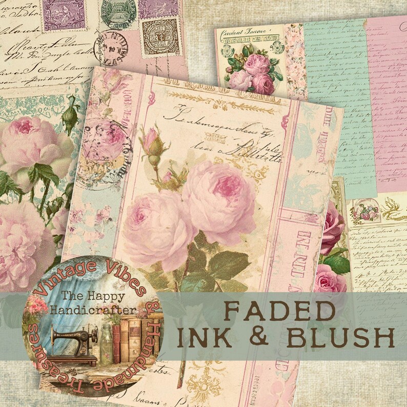 Paris-inspired Tall, Slim Journal Papers - Faded Ink & Blush - Etsy