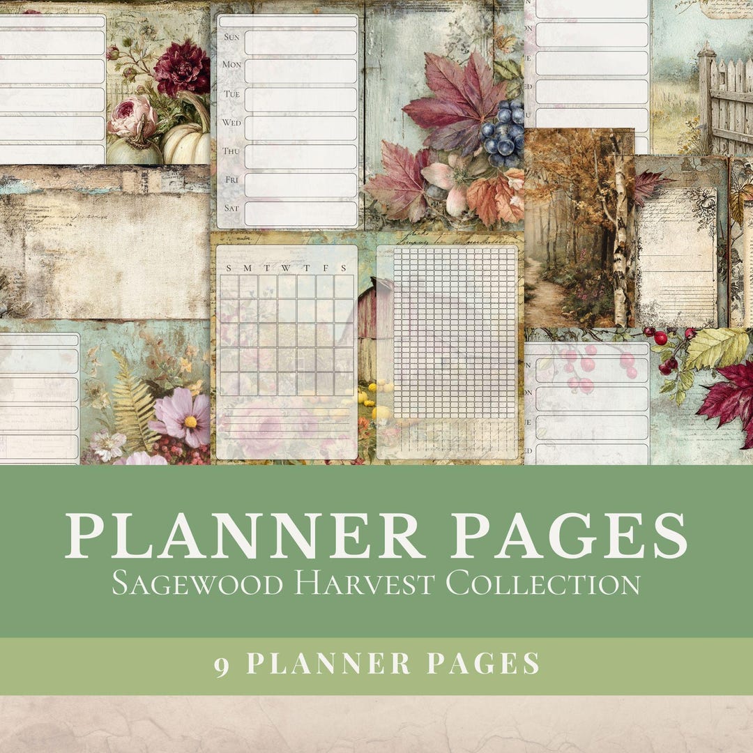 Planner Pages | Rustic Fall Cottagecore | Sagewood Harvest - Etsy