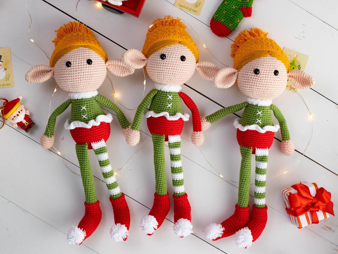 Elf Crochet, Christmas Elf Dolls, Stuffed Elf, Amigurumi Elf, Elf Decor ...