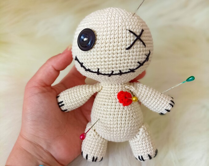 Creepy Cute Vintage Looking Button Eyes Voodoo Doll , Rag Doll , Fabric ...