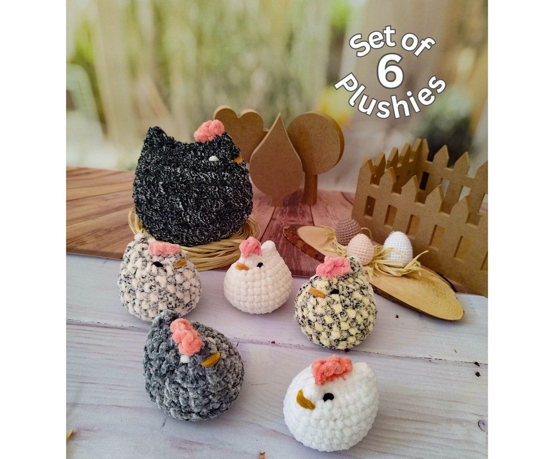 Chicken Plushie Set of 6, Chick Plush, Chicken Toys, Amigurumi Chicken ...