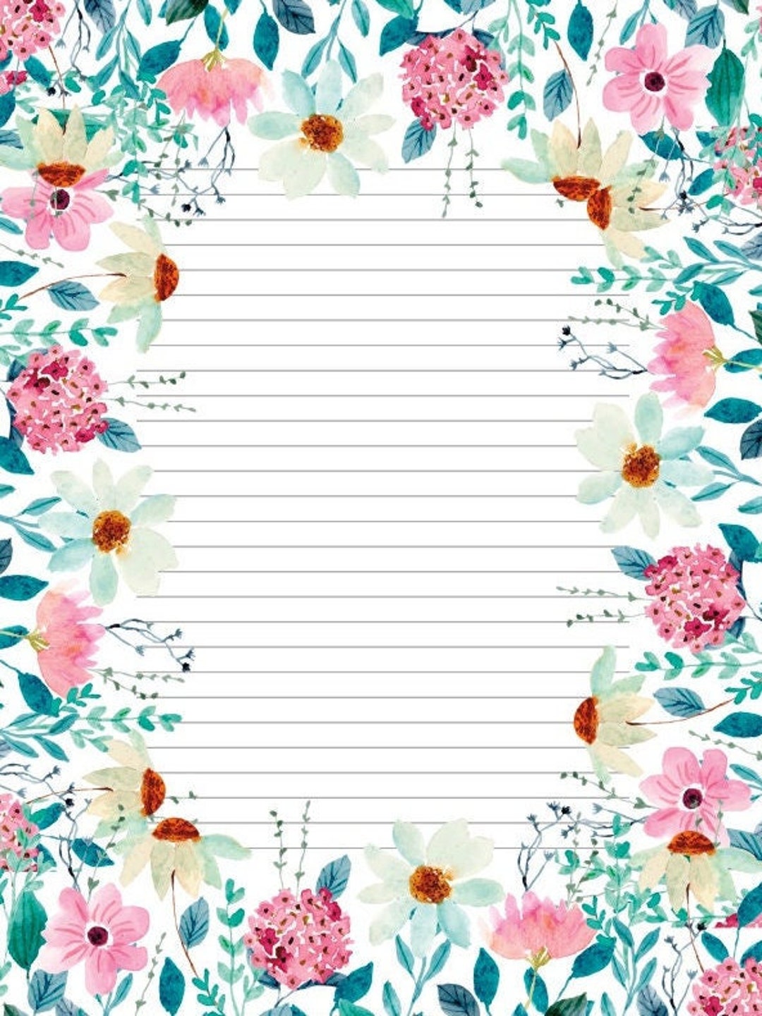 Floral Stationary Printables - Etsy