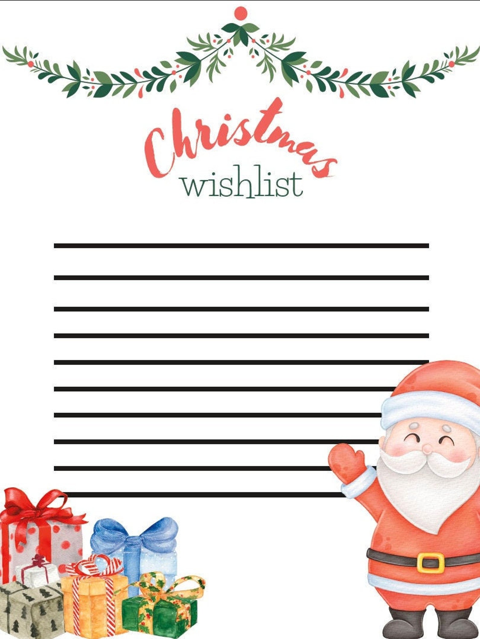 Christmas Wishlist PDF Printable - Etsy