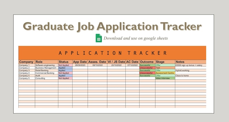 Graduate Job Application Tracker - Etsy
