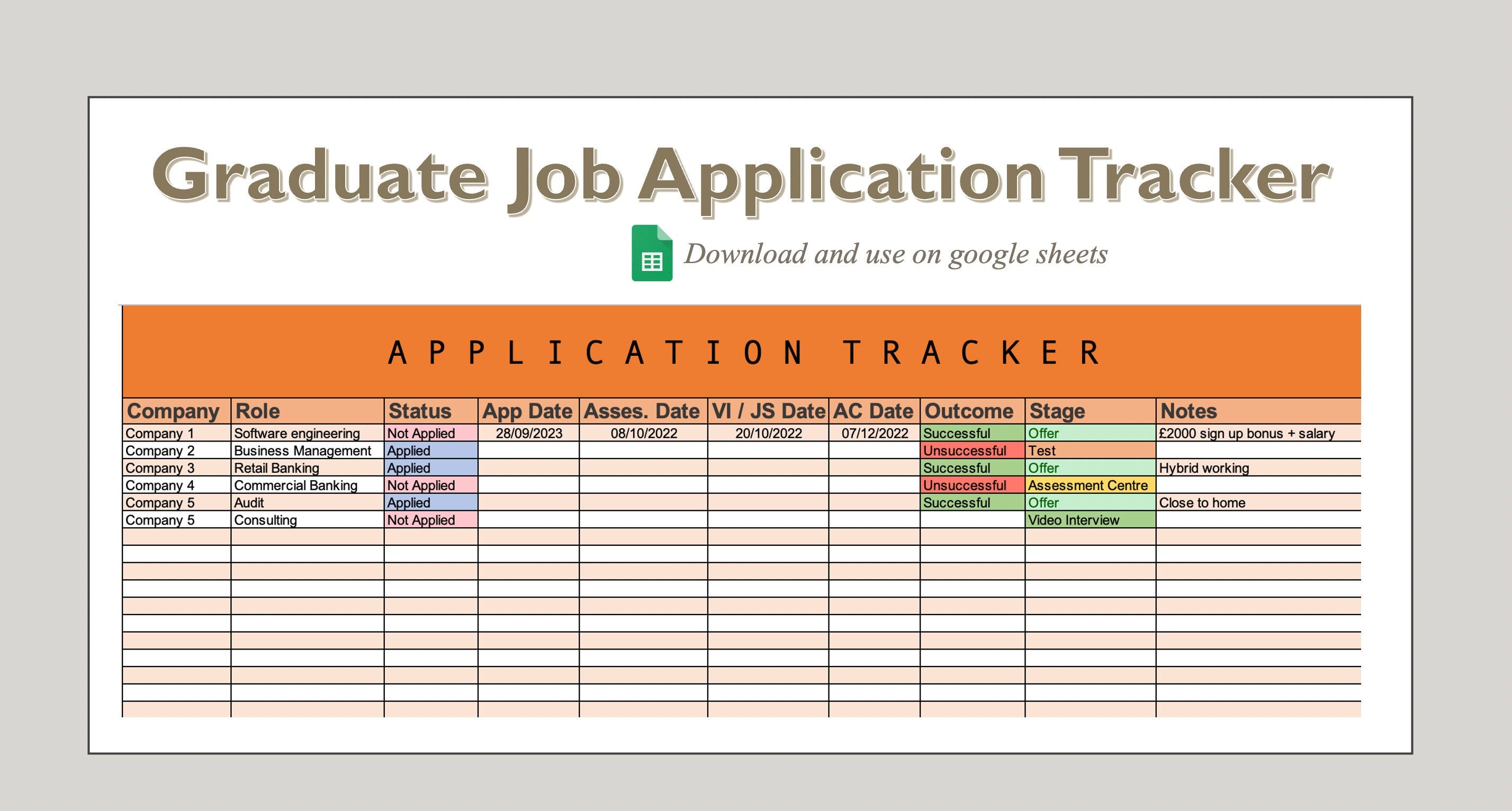 Graduate Job Application Tracker - Etsy